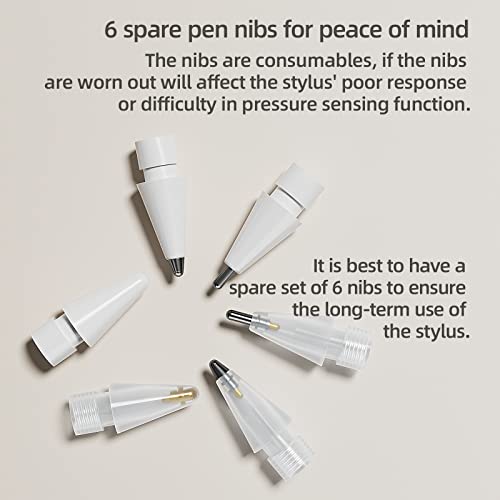 HOU [6 Pack] Apple Pencil Tips,Replacement Tips for Apple Pencil 2nd Generation,Apple Pencil 1st Generation Spare Nib for ipad Pen/Stylus Pen,Apple Pencil 2/1,Plastic &Metal Apple Tips