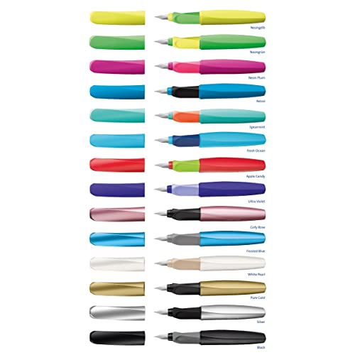 Pelikan Twist Fountain Pen with 1 Ink Cartridge, Medium Nib, Silver, Boxed (947101)