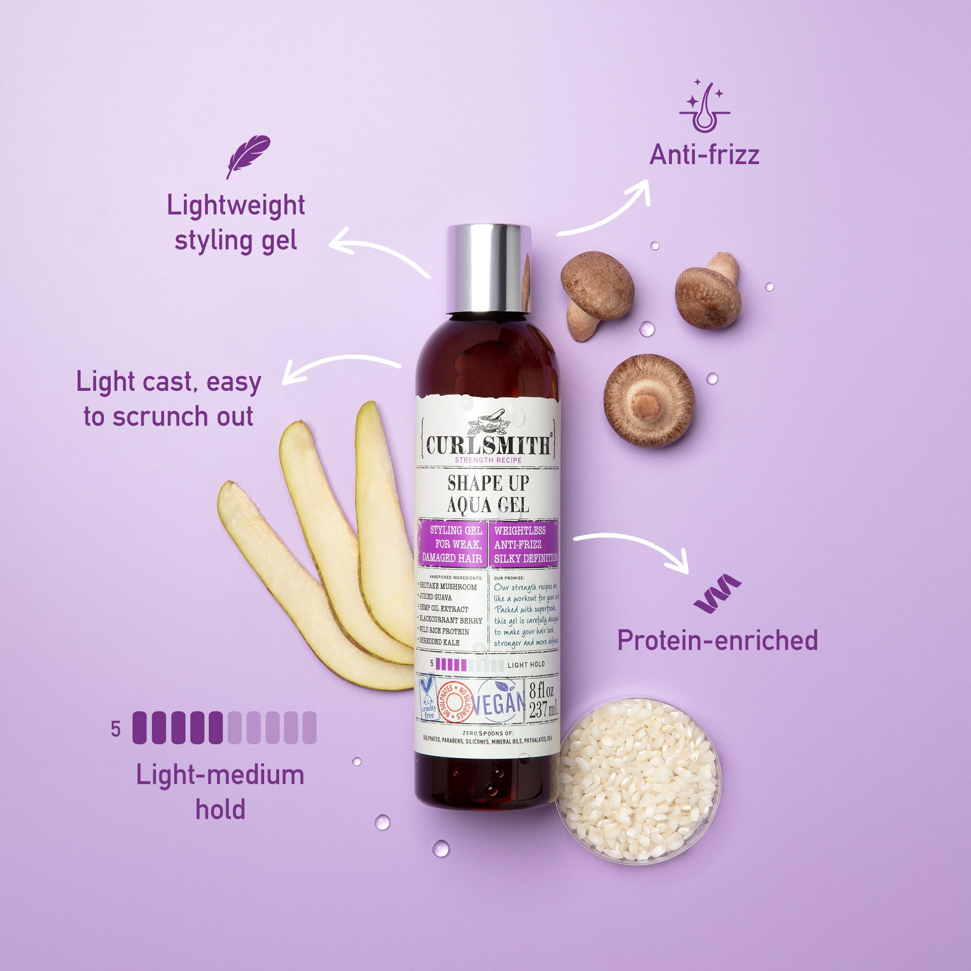 CURLSMITH Travel Duos - Protein Enriched Hair Styling - Multi-Tasking Conditioner (2oz) + Shape Up Aqua Gel (2oz) for Curly, Wavy or Coily Hair, Vegan
