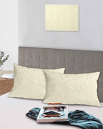 Edwiinsa Yellow Lines Pillow Covers King Standard Set of 2 20x36 Bed Pillow, Modern Striepd Abstract Aesthetics Plush Soft Comfort for Hair/Skin Cooling Pillowcases with Envelop Closure