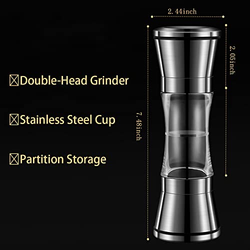 Salt and Pepper Grinder Set,2023 Newest 2 in 1 Salt and Pepper Shakers,Stainless Steel Shakers With Adjustable Coarse Mills,Pepper Shaker Spice Grinder Kitchen Chef Gift,Gift Ideal for Housewarming