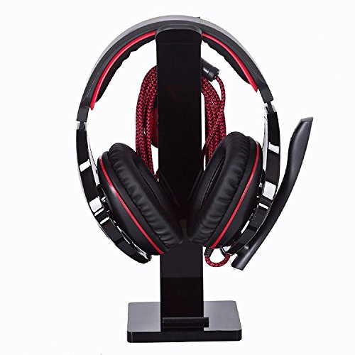 GeekDigg Headphone Stand Gaming Headset Holder for Desk Cable Organizer & Cellphone Stand for All Headphones Size Headphone Holder Set Gaming PC Accessories Gaming Station β Black