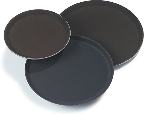 Carlisle FoodService Products 1100GL004 GripLite Rubber Lined Non-Slip Round Serving Tray, 11" Diameter, Black (Pack of 12)