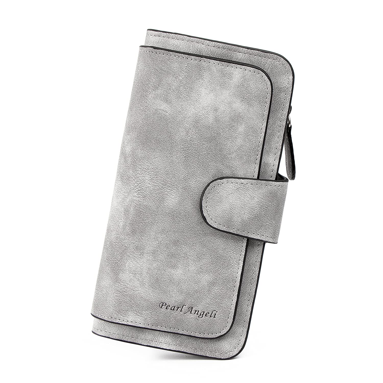 Pearl Angeli Womens Wallet PU Leather RFID Blocking Large Capacity Credit Card Holder for Women Zipper Coin Purse