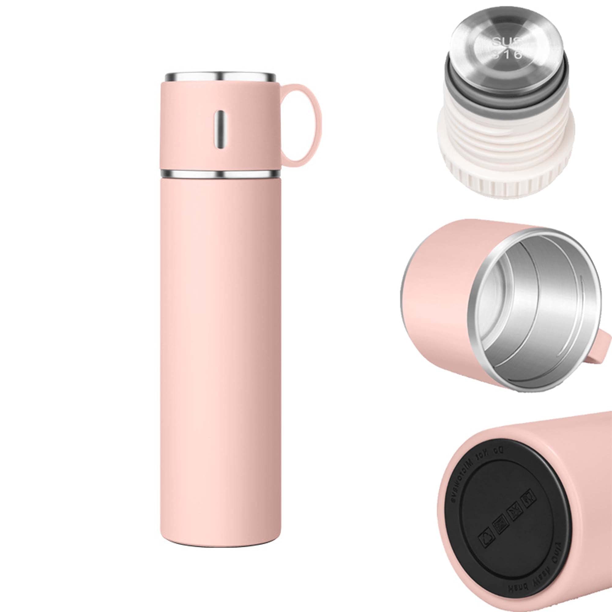 Ballyware 20oz Stainless Steel Vacuum Insulated Flask, Leak Proof Thermos For Hot Drinks With Cup - For Indoor and Outdoor (White)