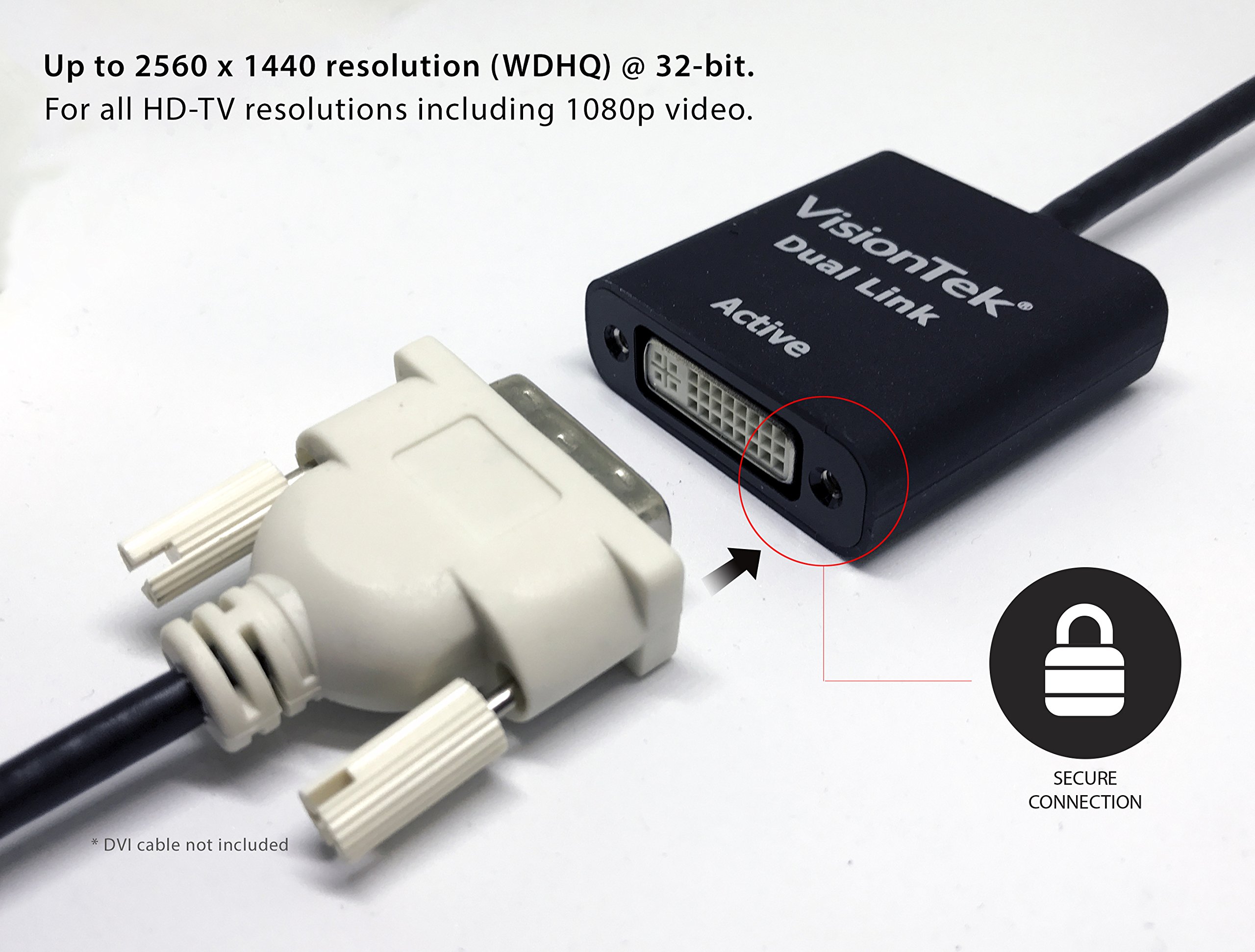 VisionTek Mini DisplayPort to Dual Link DVI-D Active Adapter (M/F) - 900640
