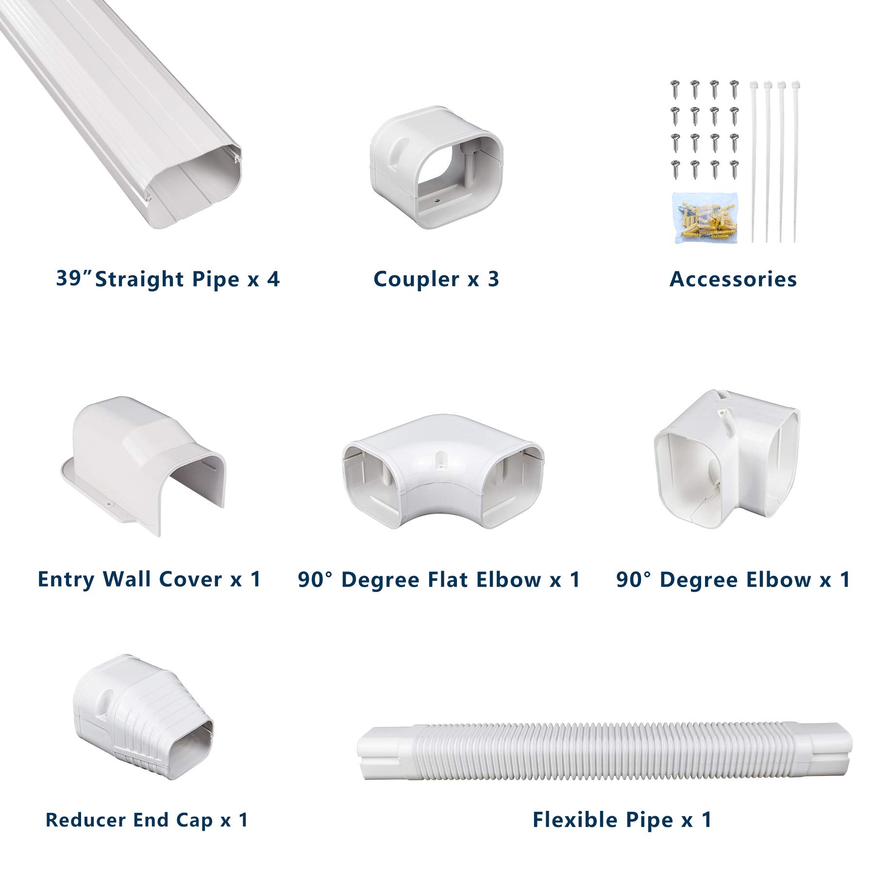 Pearwow 3" W 15Ft L Mini Split Line Set Cover Kit, Decorative PVC Tubing Cover for Ductless Mini Split AC,Heat Pumps Systems,Air Conditioner Lineset Cover,Mini Split Accessories