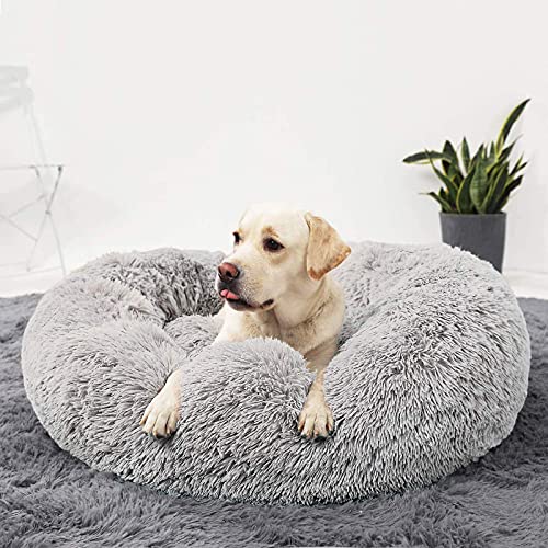 HACHIKITTY Dog Beds Calming Donut Cuddler, Puppy Dog Beds Large Dogs, Indoor Dog Calming Beds Large,30''