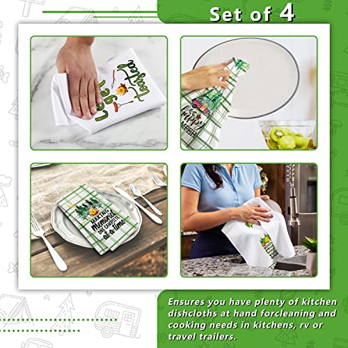 OCCdesign Funny Kitchen Towels for Camper, Camper Gifts, Happy Camper Camping RV Accessories, Set of 4
