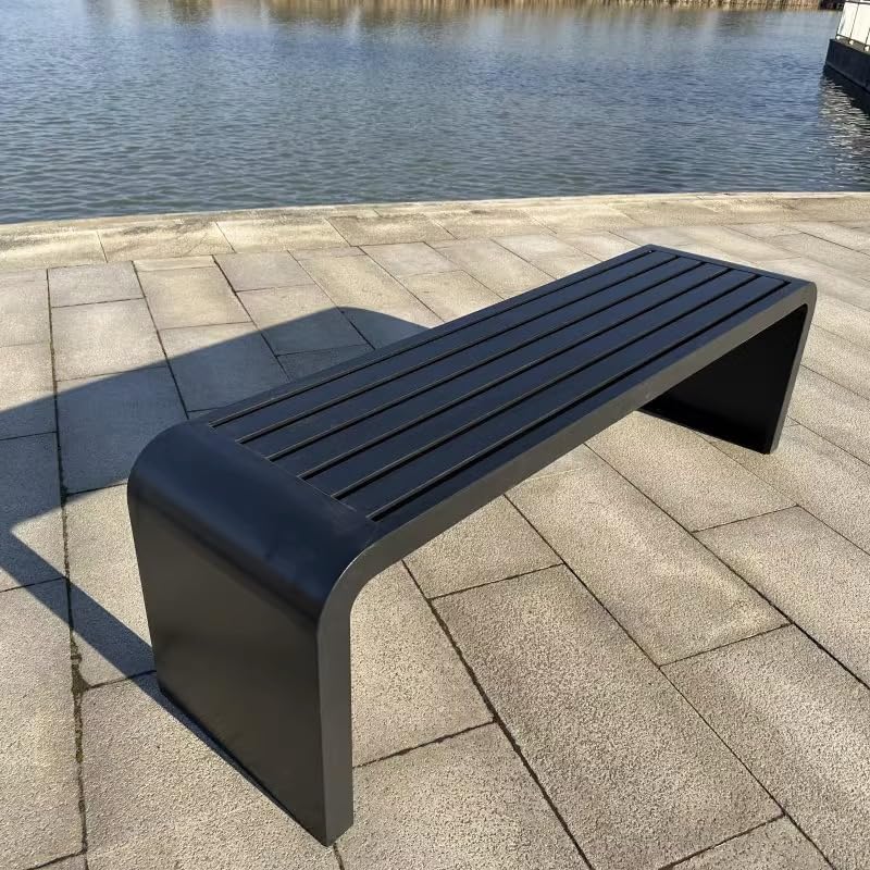 Decorative Outdoor Bench Backrest,Metal,Multicolor,Patio,Deck,Patio,Patio,Patio,Lawn,Pool Lounge Bench Lounge Chair (Black, 100cm*40cm*45(Small))