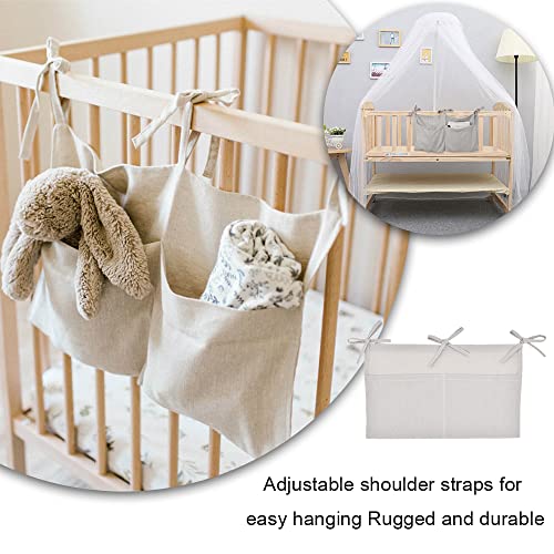 SuXHyez Bedside Caddy Hanging Storage Pocket Baby Cot Pocket Organiser for Holding Bottle Toy Diaper Nursery Dorm Rooms Baby Bed Rails Hanging Storage Bag(Grey