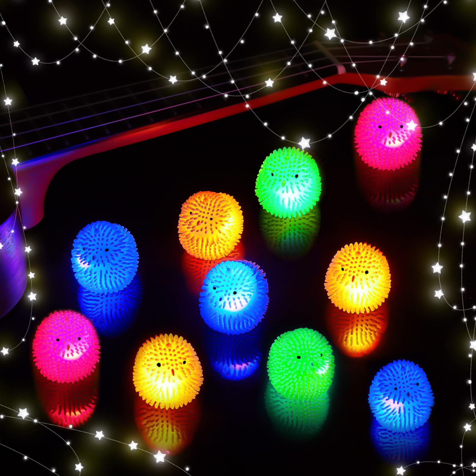 Chivao 12 Pack Halloween LED Puffer Ball Ducks Chicken Glow in The Dark Balls Small Light up Ball Funky Flashing Ducks Bathtub, Assorted Colors(Duck)