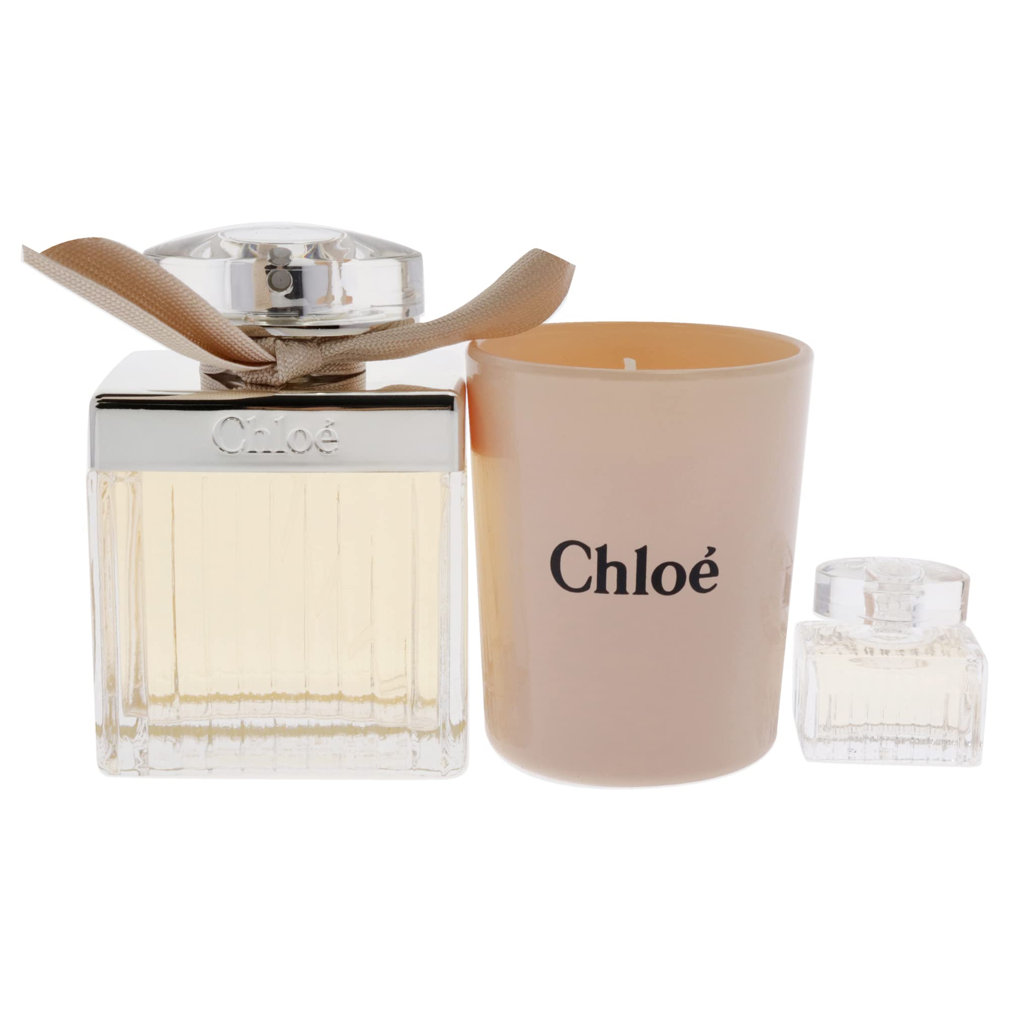 Chloe Chloe 2.5oz EDP Spray, 0.17oz EDP Splash (Mini), 2.5oz Perfumed Candle Women 3 Pc Gift Set