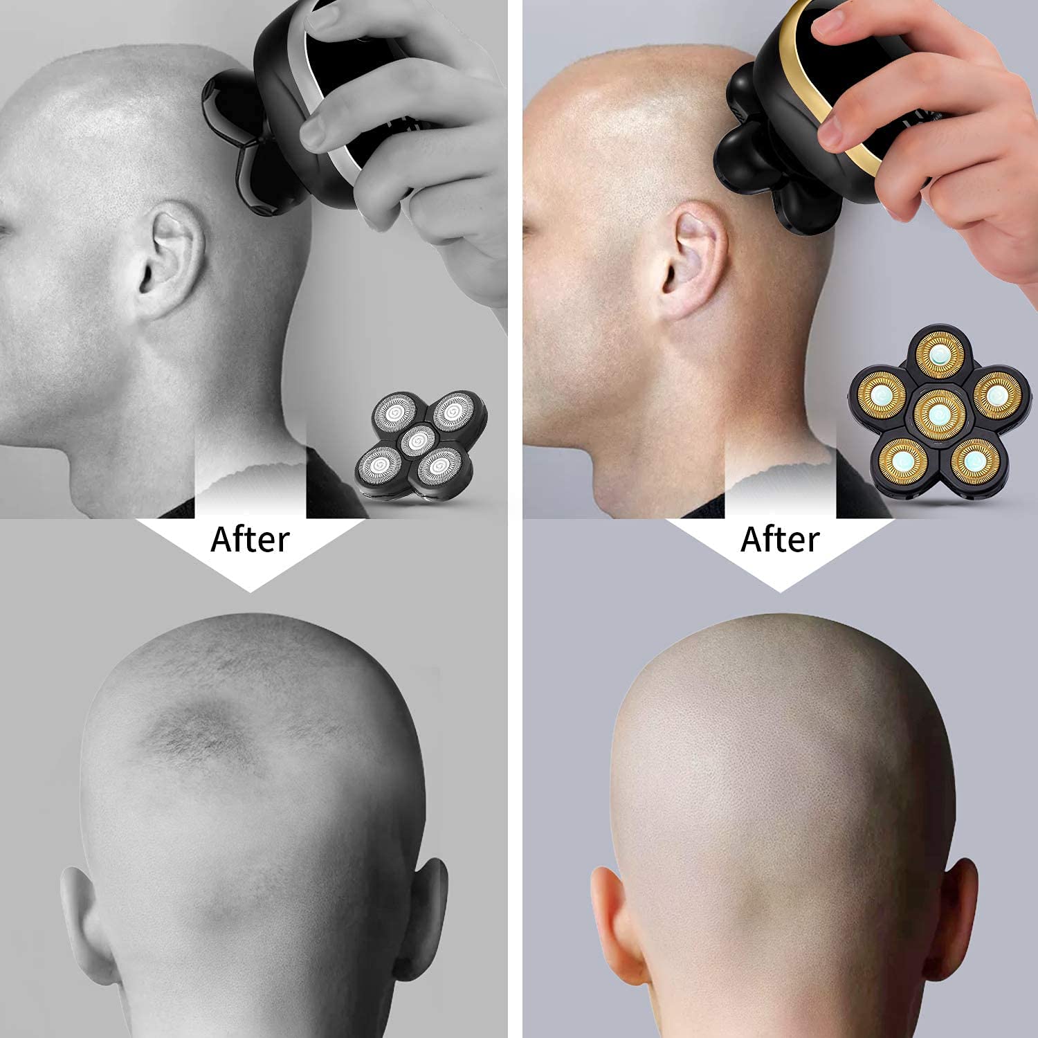 Electric Shaver Replacement Head Upgraded 6D Mens Electric Shaving Head Freedom Bald Shavers Blades Wet & Dry Electric Razor Floating Replacement Heads Close Head Shavers Replacement Blades(Gold)