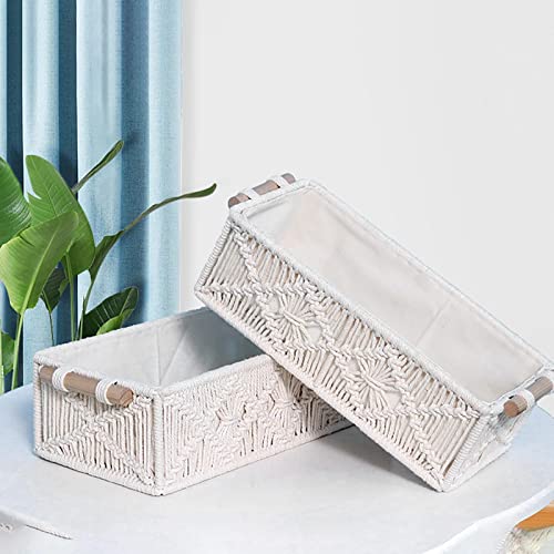 DEPILA Rope Woven Storage Basket, Boho Decor for Home Tabletop Desktop Decoration, L Newsstand