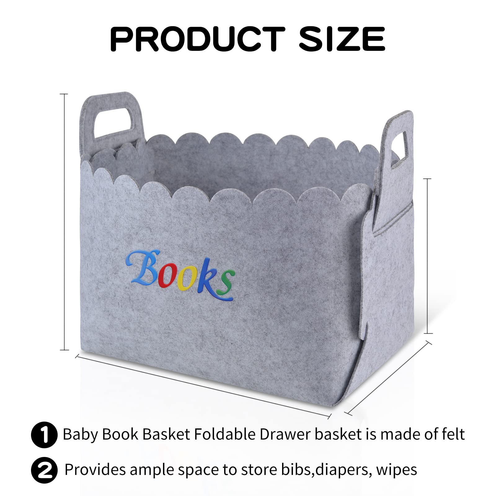 DOSTATNI Felt Storage Basket Felt Storage Bins Baby Book Basket for Storage Books Nursery Living Room Bathroom Office Clothes