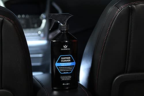 TriNova Leather Cleaner for Couch, Car Interior, Bags, Jackets, Saddles. Safe for use in Home or Car, Microfiber Included 18oz