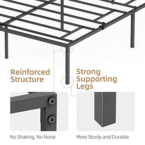 IDEALHOUSE Queen Metal Platform Bed Frame with Sturdy Steel Bed Slats,Mattress Foundation No Box Spring Needed Large Storage Space Easy to Assemble Non-Shaking and Non-Noise Black (Model: C80)