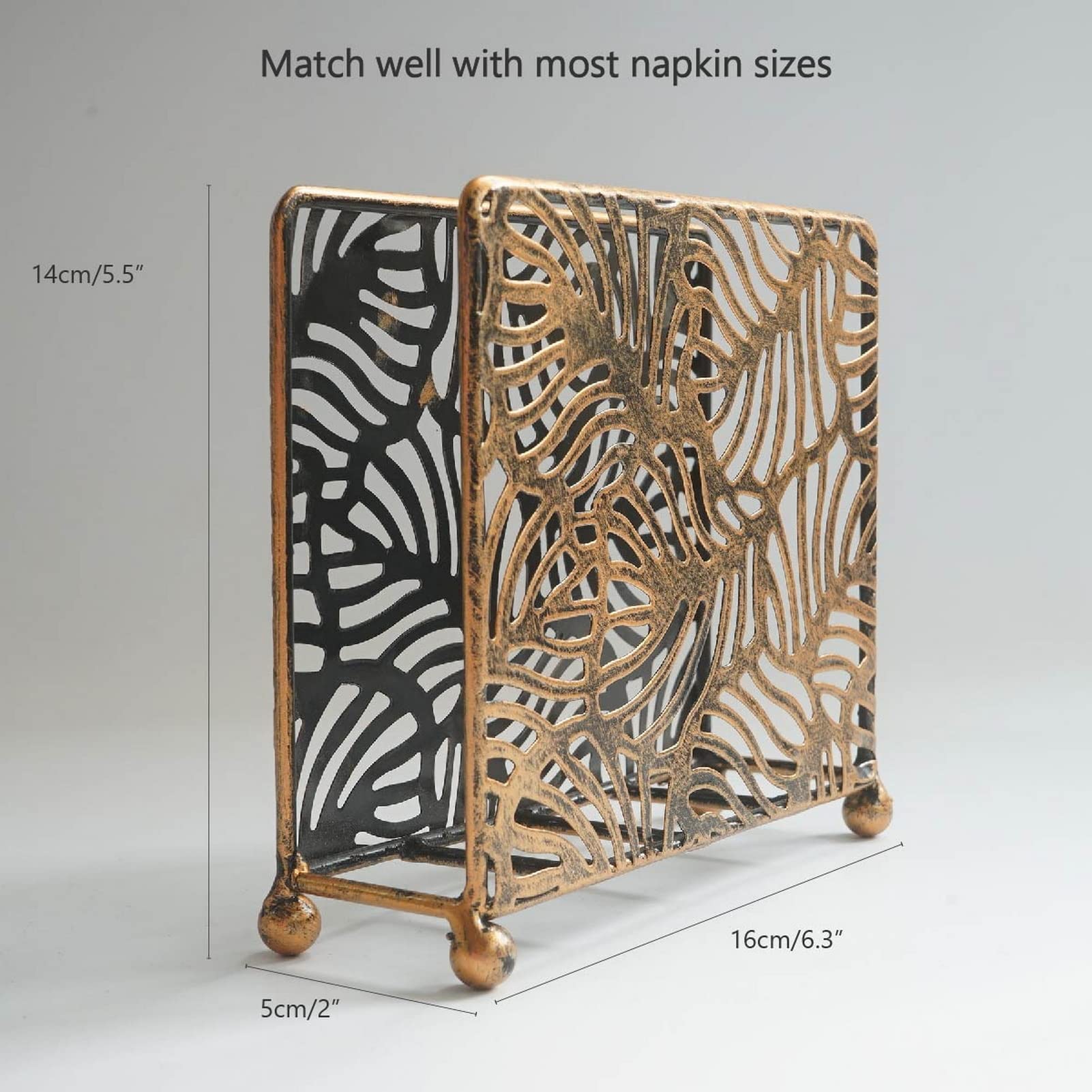 Cast Iron Classic Vintage Bronze Gold Leaves Napkin Holder For Table/Tabletop Freestanding Tissue Dispenser