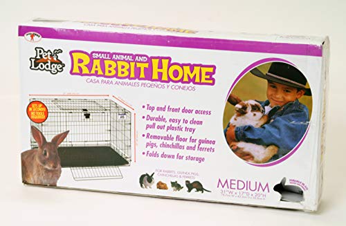 Pet Lodge® Rabbit Cage | Portable Wire Pop-Up Cage | Easy to Clean Pull Out Floors | Indoor Small Animal Cage | Medium
