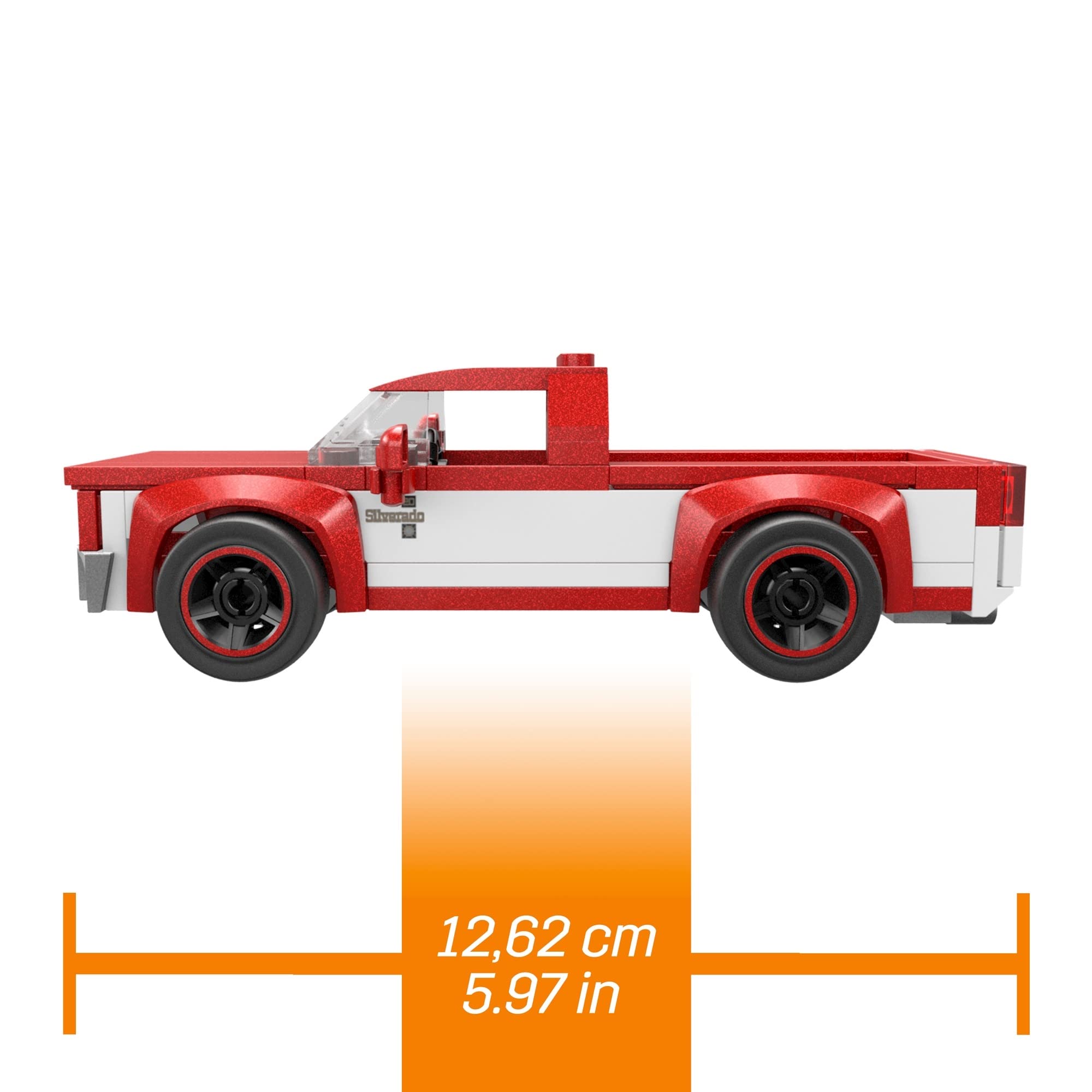 MEGA Hot Wheels Building Toy Race Car Playset, 83 Chevy Silverado with 89 Pieces, 1 Micro Action Figure Driver, Red, Kids Age 5+ Years