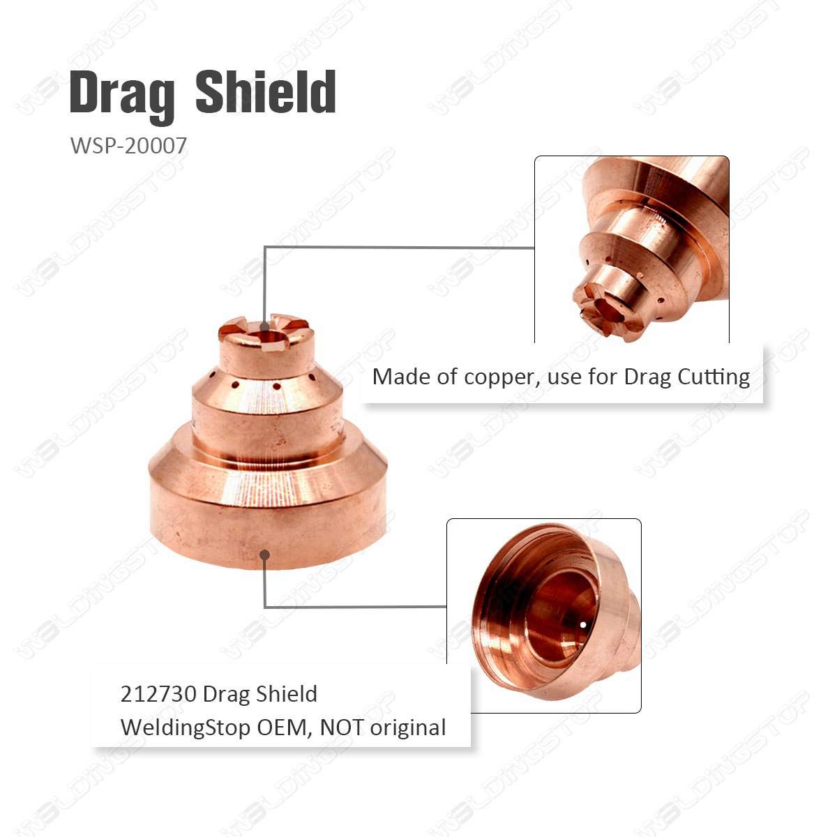 WeldingStop Electrode Tip Drag Shield Fit Miller Plasma Cutter ICE-60T (fit Torch Code 234132,234134) Pack-11