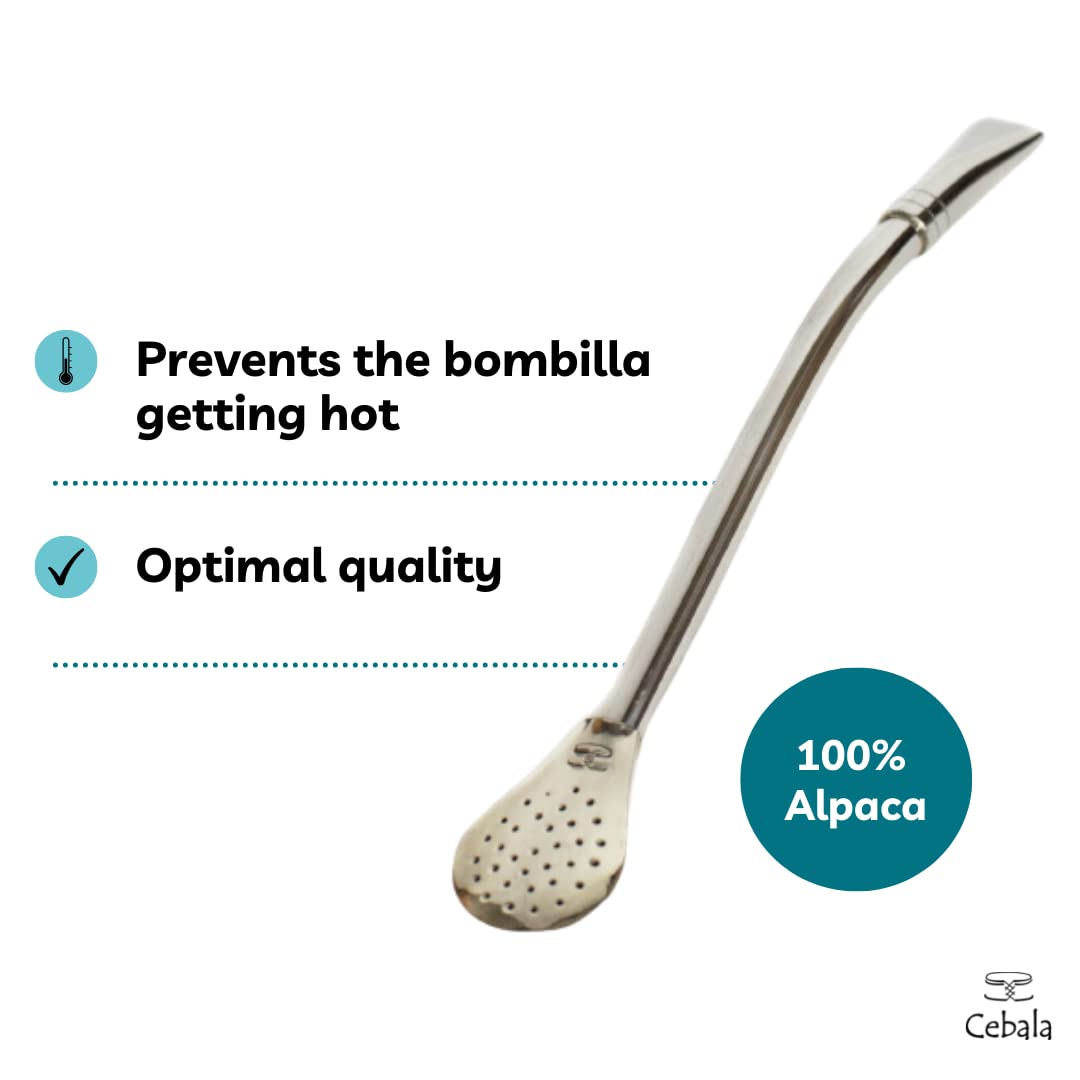 Cebala | Premium yerba mate cup (Mate gourd set) - Uruguayan mate (porongo mate style) - Includes nickel silver bombilla straw and calabash mate cup