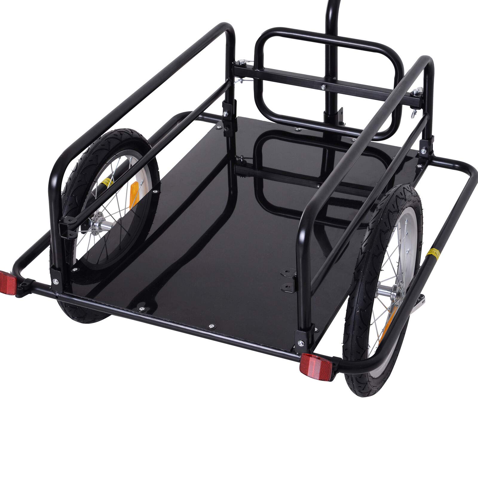 Black Folding Cargo Trailer with Seat Post Hitch for Quick Easy Attachment to Bicycle Can Fit Most Bicycles Quick Release Wheel Storage Cart for Transportation of Luggage Tools Groceries Space Saving