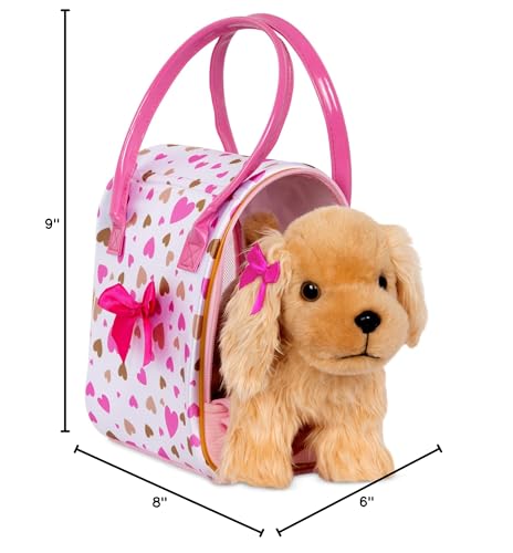 Pucci Pups - Gold & Pink Heart Print Glam Bag w/Cocker Spaniel, 8 inches
