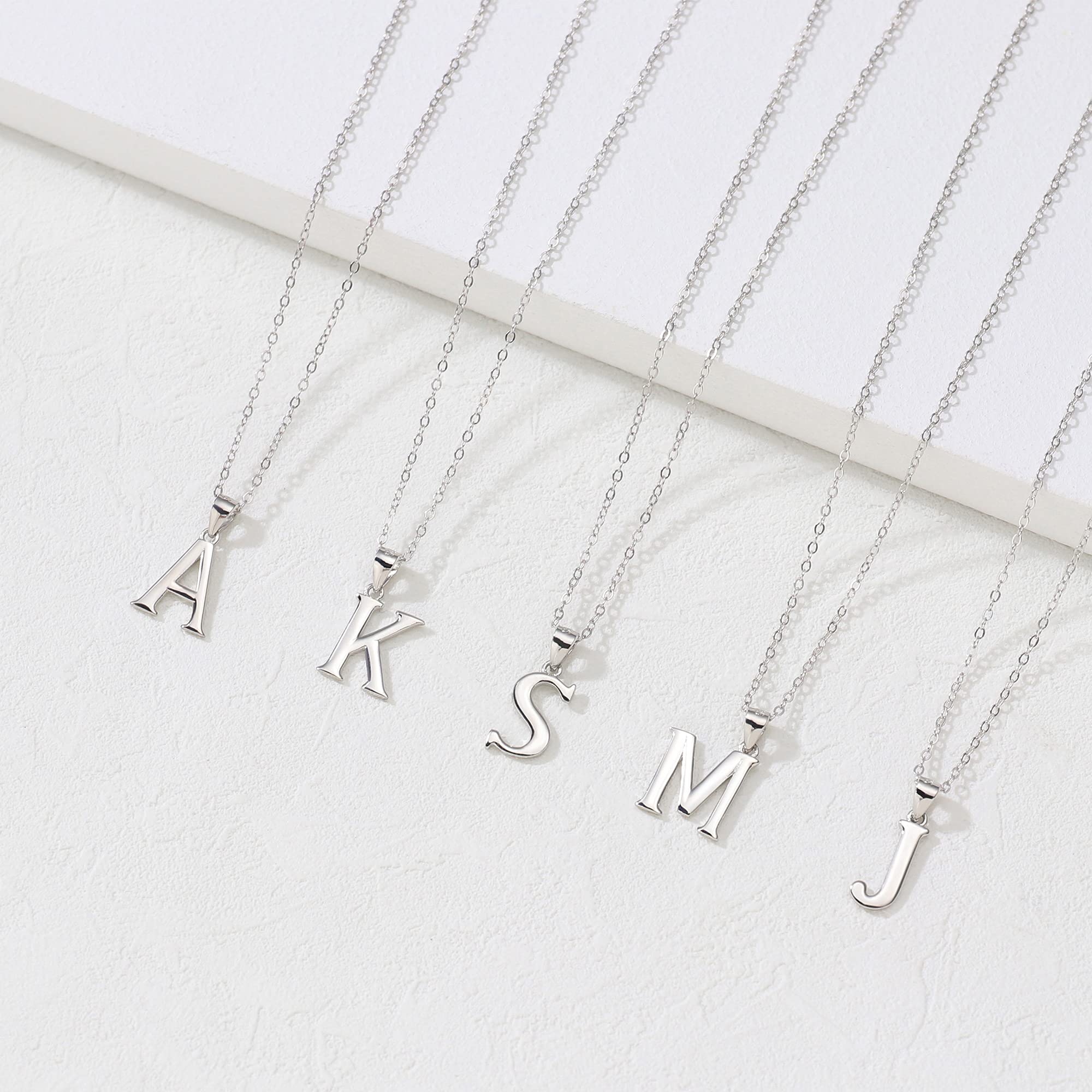 Turandoss S925 Sterling Silver Initial Necklaces for Women, Dainty Hypallergenic Initial Neckalce Hypallergenic S925 Sterling Silver Necklaces for Women(J)