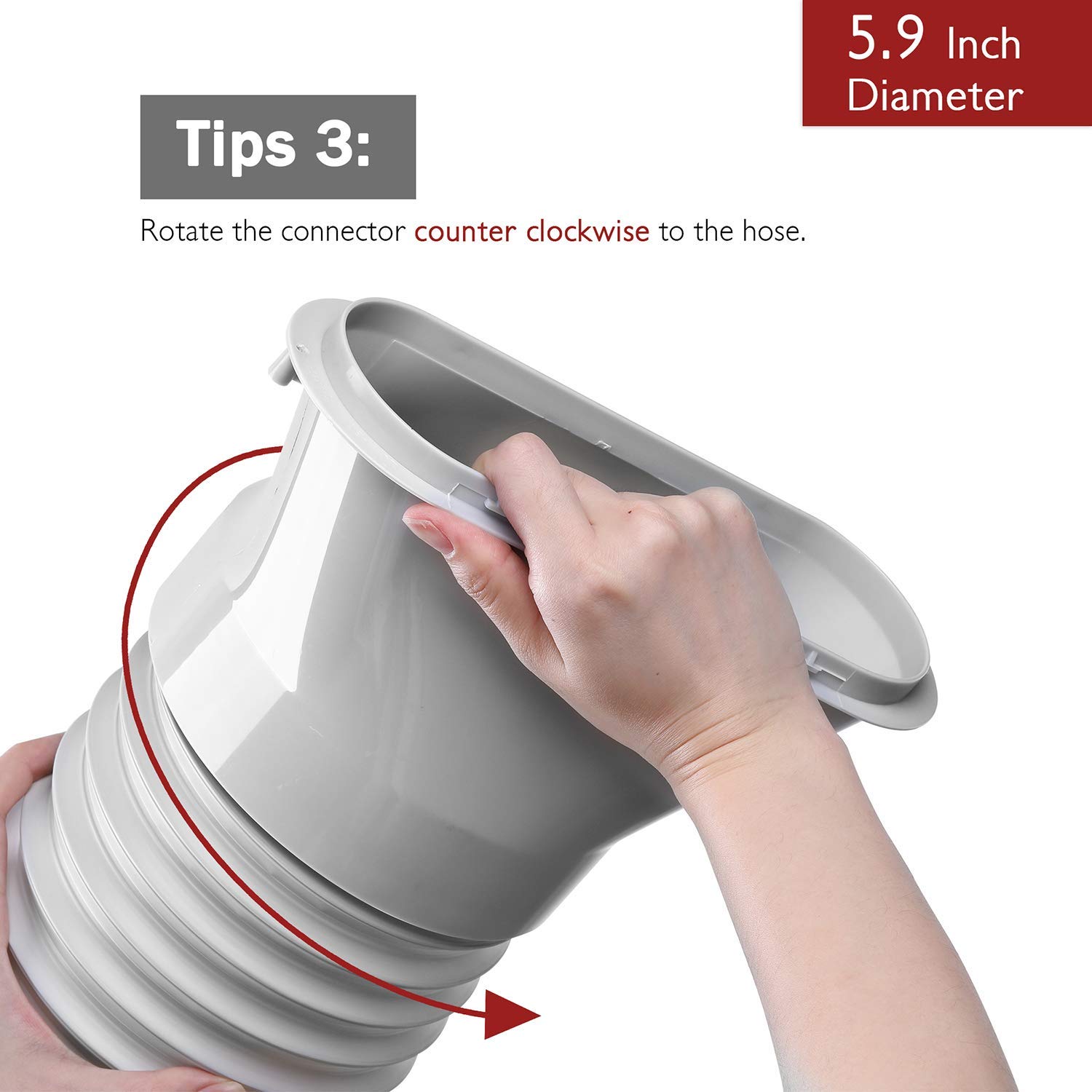 TURBRO 5.9 Inch Portable Air Conditioner Universal Exhaust Hose Anti-Clockwise Thread with Window Vent Kit