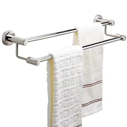 Double Bar Stainless Steel Towel Storage Holder Smooth Rounded Corner Wall Mounted Bath Towel Rail Bar for Bathroom Kitchen, Towel Shelf Towel Rack (Size : 80cm)