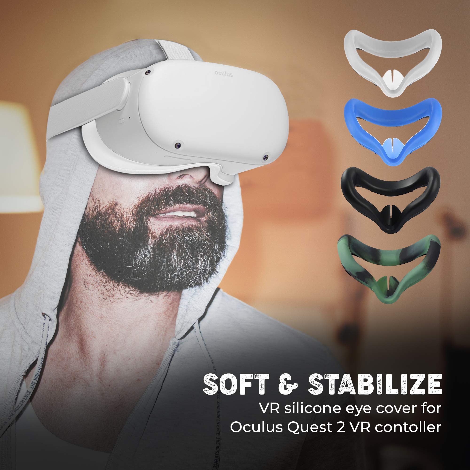 VR Silicone Cover for Oculus Quest 2 - Washable Sweat-Proof Anti-Leakage Light Blocking (Grey)