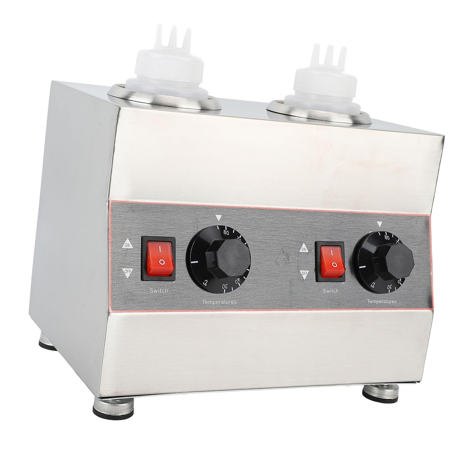 Double Bottle Nacho Cheese Warmer 1300ml Commercial Sauce Heater with Adjustable Temp, Hot Fudge Warmer for Cheese Dispensing & Caramel