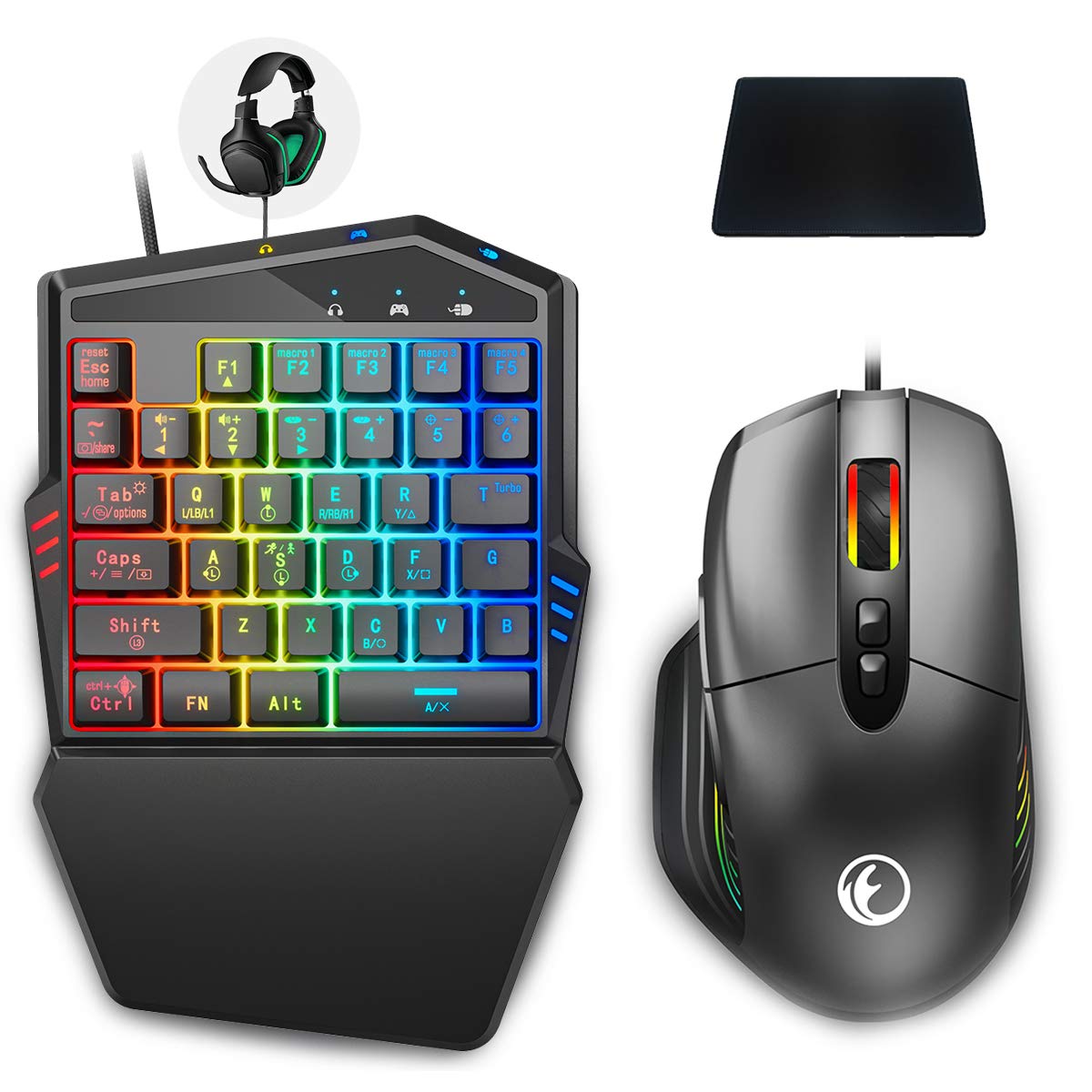 Keyboard and Mouse Combo Set Adapter for PS4 / Switch/Xbox One, IFYOO KMAX2 Plus Game Console Wired Converter Compatible with Fortnitee/PUBGG/Rainbow Six Siege and Other FPS Shooting Games