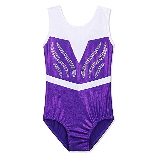BAOHULU Leotards for Girls Gymnastics Toddler Shiny Metallic Athletic Bodysuit B230_Purple_6A
