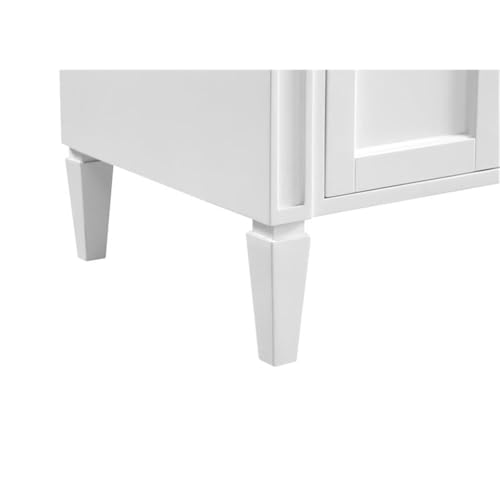 Elegant Kitchen and Bath 60 inch Double Bathroom Vanity Cabinet Set with White Marble Countertop - White