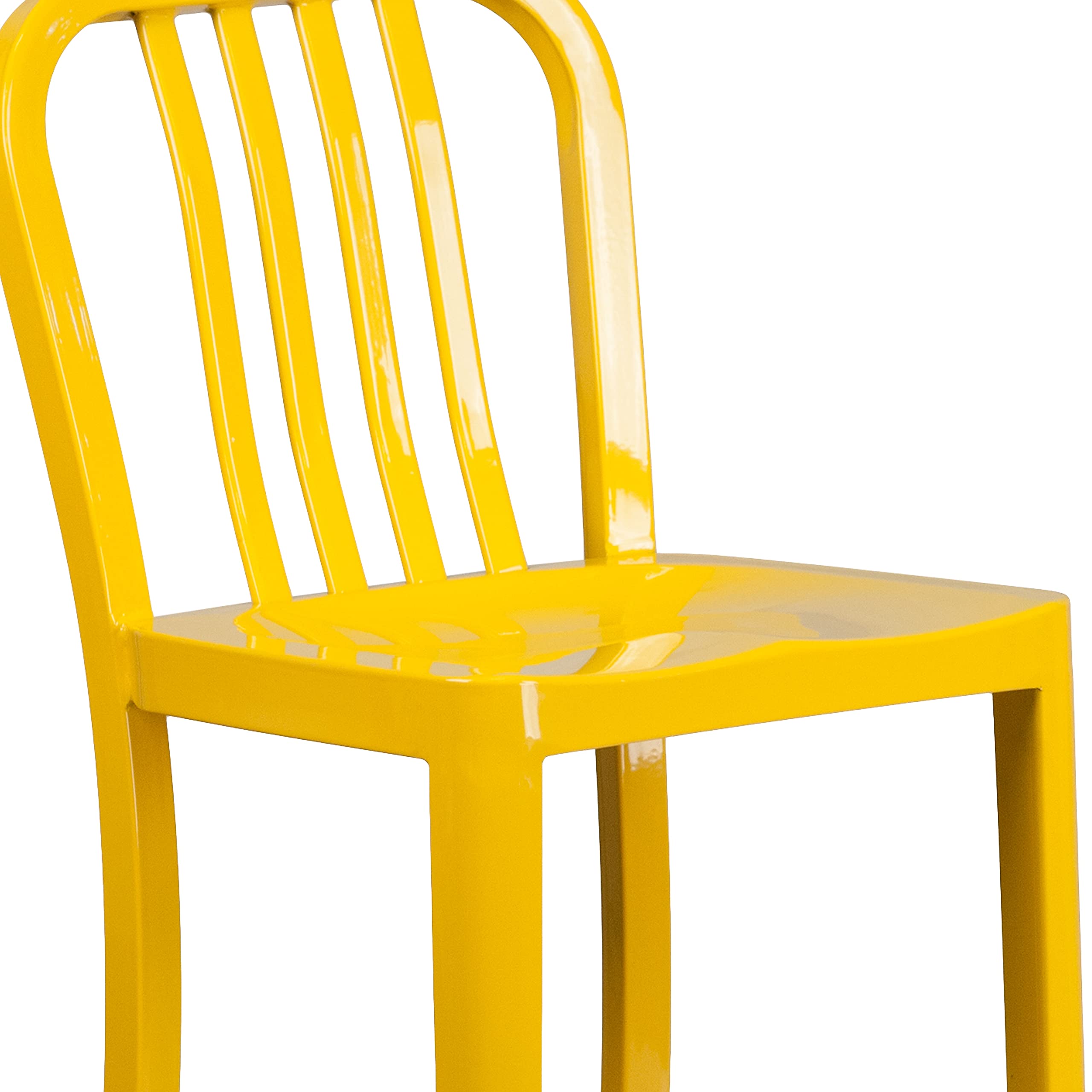 Flash Furniture Gael Commercial Grade 2 Pack 30" High Yellow Metal Indoor-Outdoor Barstool with Vertical Slat Back