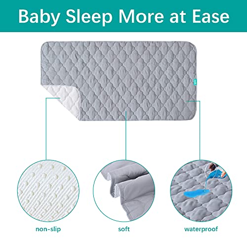 Waterproof Crib Mattress Protector Pad 28" x 52",Anti Slip & Durable Waterproof Pad Mat for Baby Standard Crib/Bed Pads Grey
