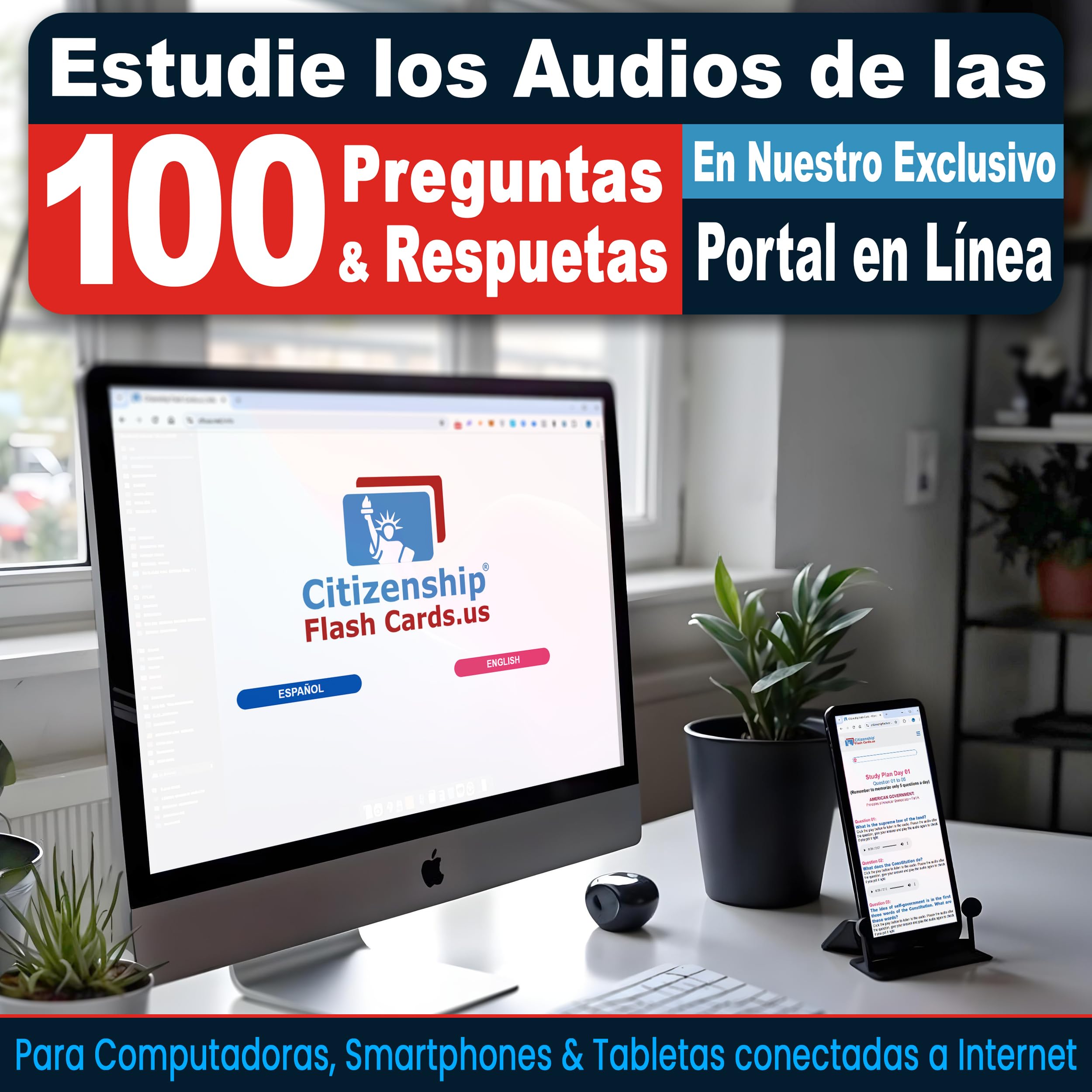 US Citizenship Flash Cards 2025: Study Guide: Ciudadania Americana Spanish and English. Flash Cards incluye Audios Online. USCIS 100 Preguntas y respuestas