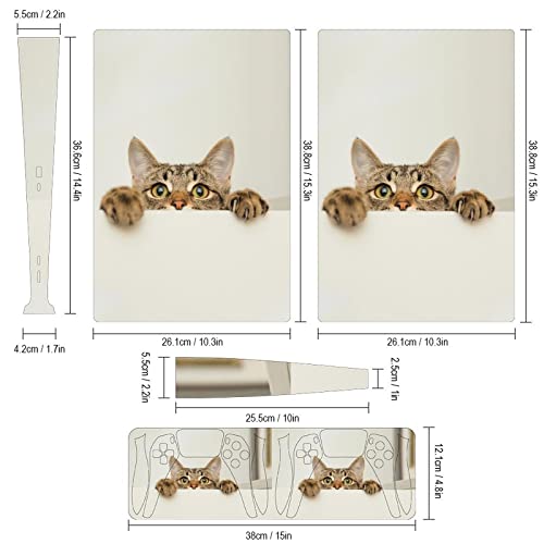 Curious Cat Kitten Full Protective Skin Cover Design Wrap Decal Sticker Compatible with PS5 Digital Edition Console and Controller