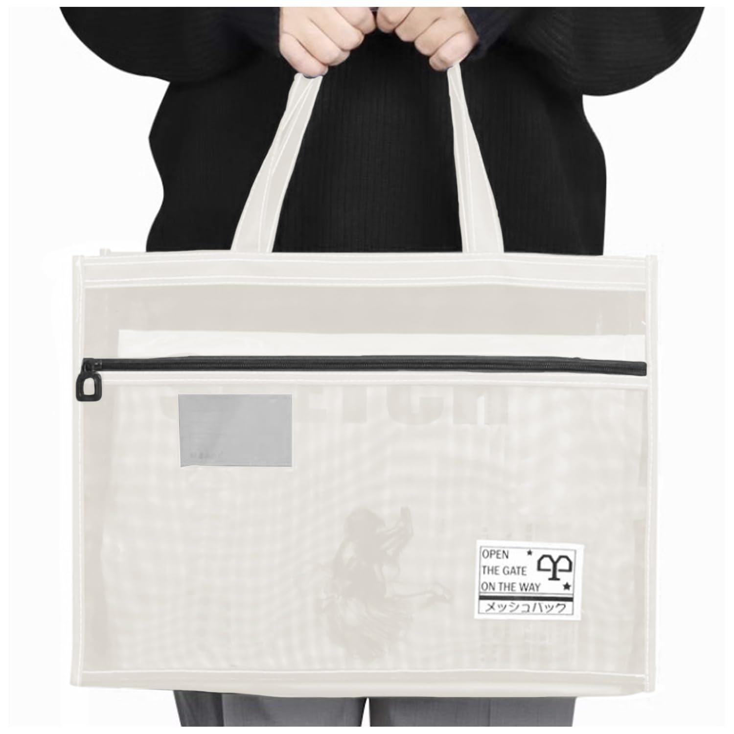 EHERDM Nylon Portfolio Folder for Artwork 12 x 17 Art Portfolio Case Portable Art Portfolio Tote Bag with Handle Large Capacity Artwork Storage Bag Poster Carrier Pouch for Drawing Architects Beige