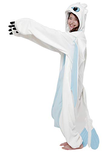 SAZAC Kigurumi - How to Train Your Dragon - Light Fury - Onesie Jumpsuit Halloween Costume (One Size)