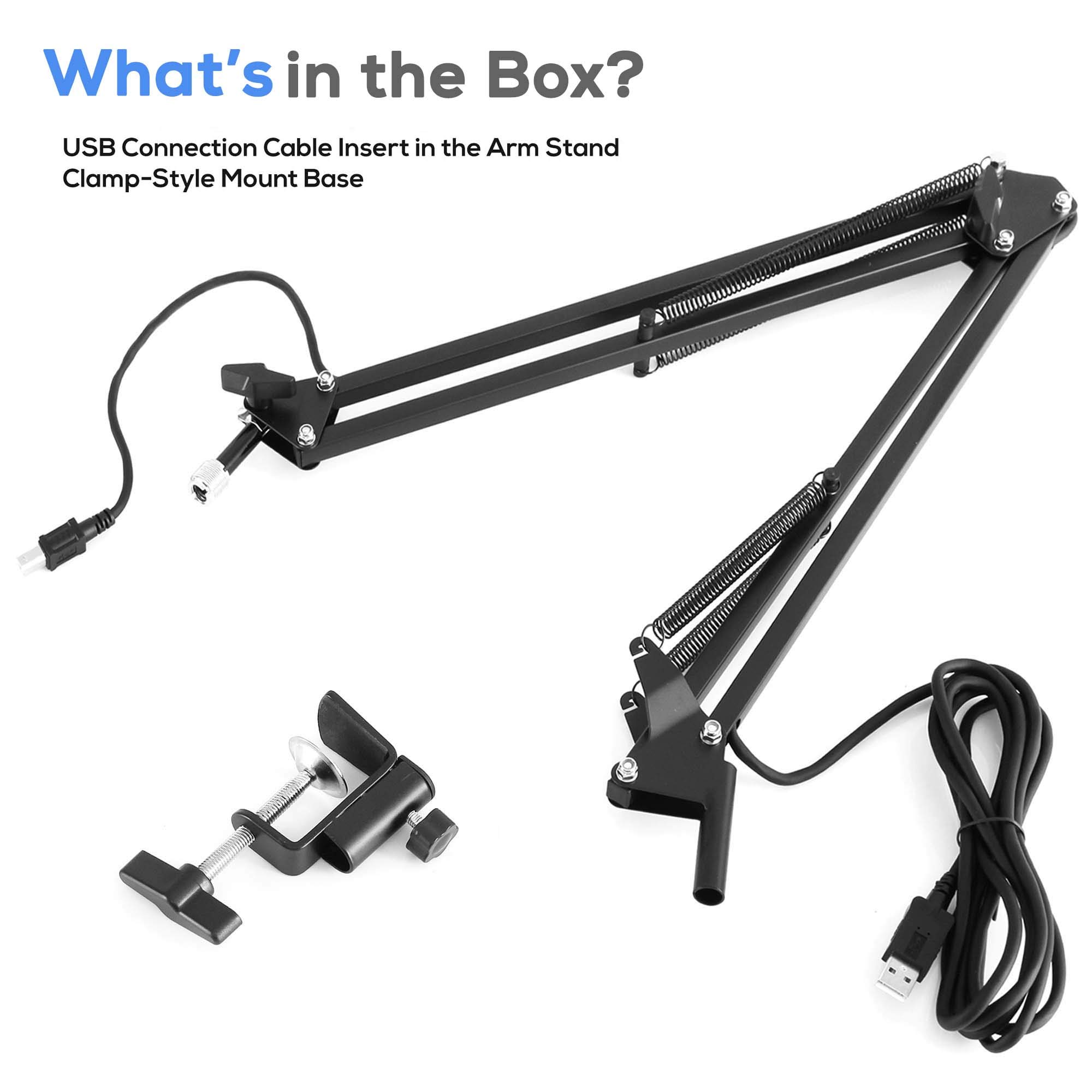 PYLE-PRO USB Suspension Boom Microphone Stand - Adjustable Compact USB Microphone Arm Stand, Durable Steel for Radio Broadcasting Studio, Voice-Over Sound Studio, Stages, and TV Stations PMKSHUSB04.5