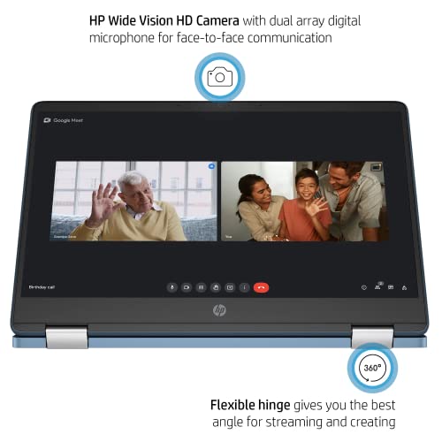 HP Newest X360 2-in-1 Convertible Laptop Computer, 14" HD Touchscreen Chromebook, Quad Core Intel Celeron N4120, 4GB RAM 64GB eMMC Storage, BT 5, Webcam, 13 Hours Battery Life, Chrome OS, w/Battery