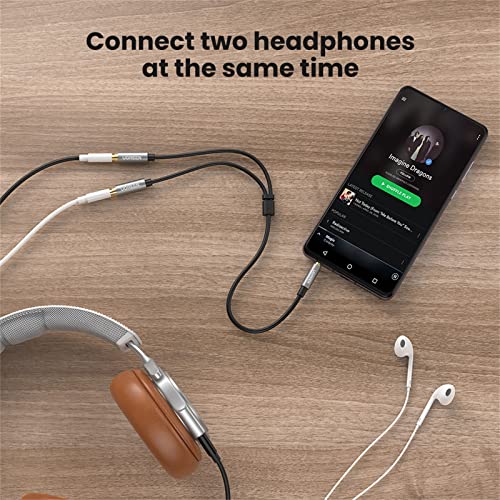 UGREEN Headphone Splitter 3.5mm Audio Stereo Y Splitter Aux Extension Cable Male to Female Dual Headphone Jack Adapter for Earphone Headset Splitter Compatible with iPhone Samsung iPad Tablet Laptop, Black
