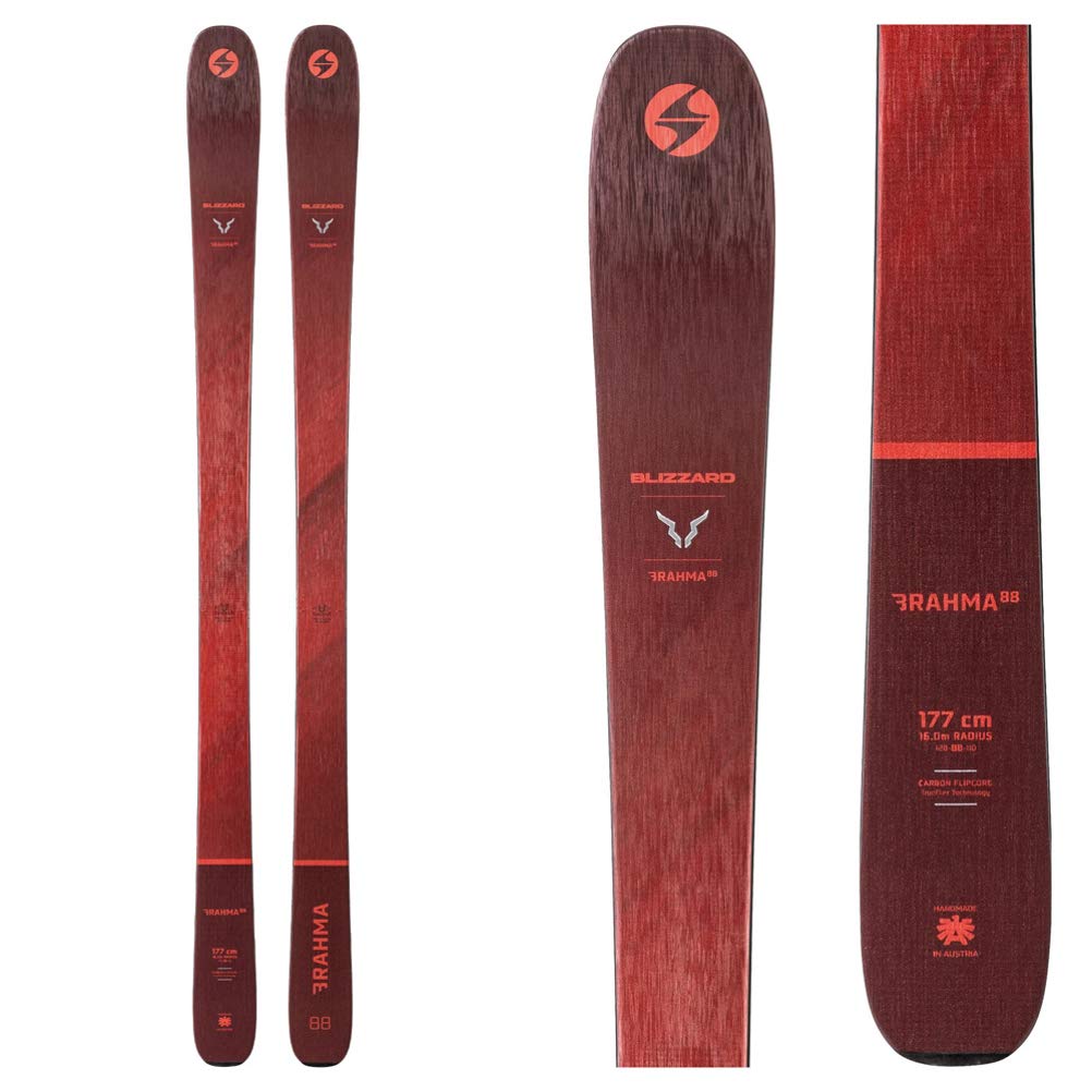 Blizzard 8A005200001 Men's Brahma 88 All-Mountain Freeride Red Skis, 165