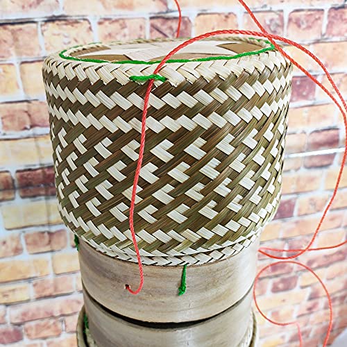 Heavens Tvcz Serving Basket Bamboo Sticky ''KRA-Tip'' Thai Laos Rice Handmade Traditional Weave Wickerwork Vegetable Based Dye Serving Travel Picnic Keeping Rice After Steaming Keep Sticky Rice Warm