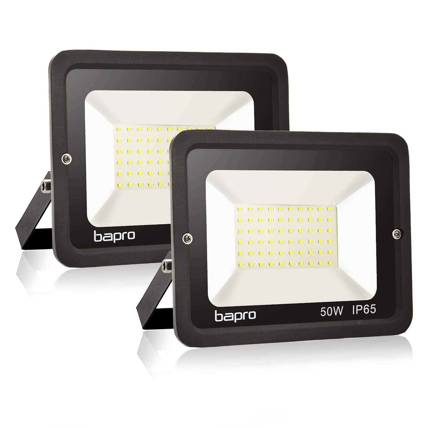 bapro LED Outdoor Floodlight,Super Bright LED Floodlight, Garden Lights Cold White(6000K), IP65 Waterproof Outdoor Security Light Wall Light Perfect for Garden,Garage,Forecourt (2pack, 50W)