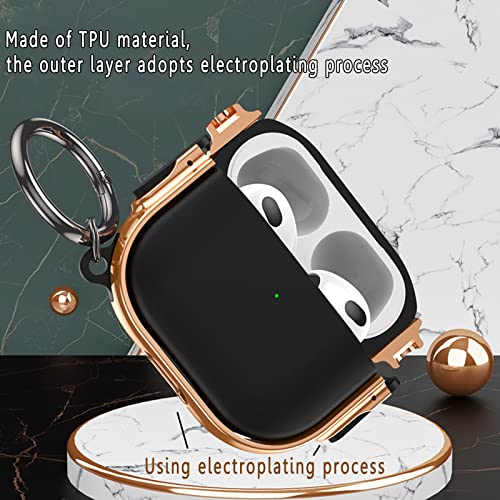 for Airpods Pro 2nd Case,Cover for airpod Pro2 TPU Material,with Electroplating Process,Shock-Proof and Drop-Proof Cover for Air pods Pro2 (Golden+Black)